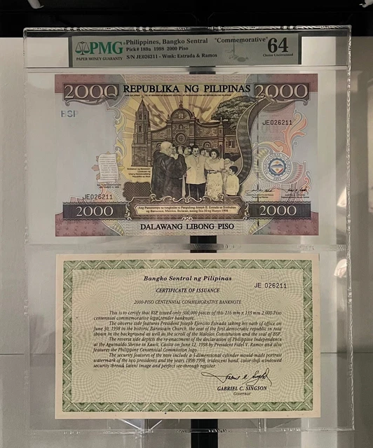 2000 PESO BILL - CommemorativeBanknote with Certificate of Issuance ...