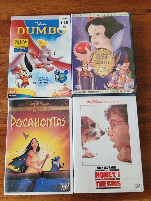 DISNEY CLASSIC MOVIE Lot of 4 Snow White Dumbo Pocahontas Honey I ...