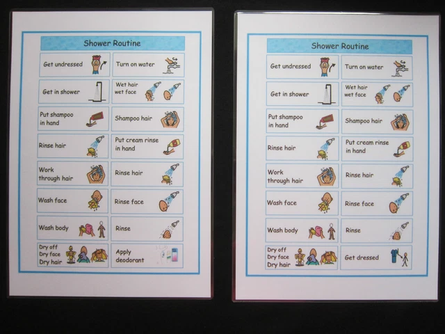 SHOWER A4 WALL Chart -Autism/Visual Aid/Pecs/Dementia/Communication/SEN ...