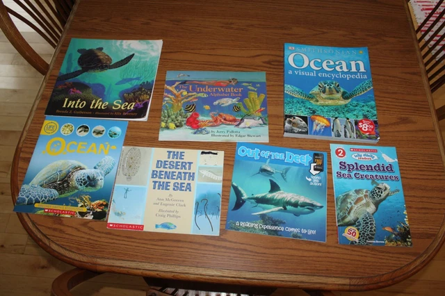 7 OCEAN SEA Animals Science Picture Books Lot Creatures Encyclopedia ...