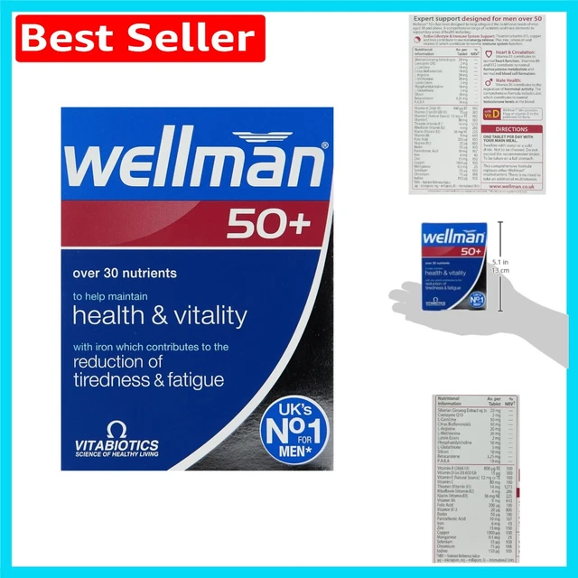 50 TABLETS OF Wellman 50plus - Natural Vitamins for Men Over 50's ...