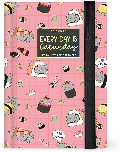 - AGENDA GIORNALIERA Fotografica Small 2026, Sushi Cat, 12 Mesi ...