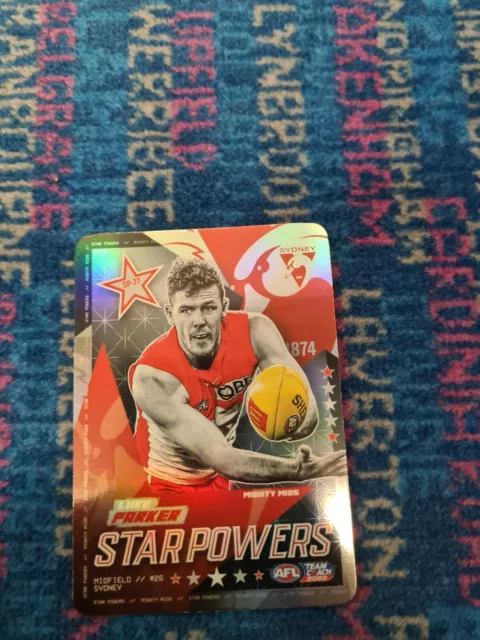 2023 AFL TEAMCOACH Star Powers Team. Luke Parker. Sydney Swans. Card No ... 2023 AFL TEAMCOACH Star Powers Team. Luke Parker. Sydney Swans. Card No ...