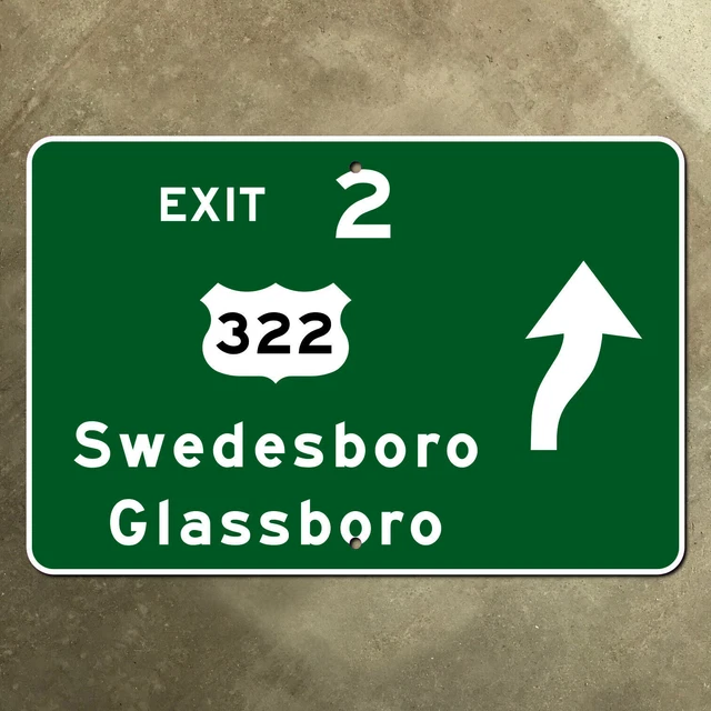 NEW JERSEY SWEDESBORO highway marker road sign exit 2 arrow turnpike ...