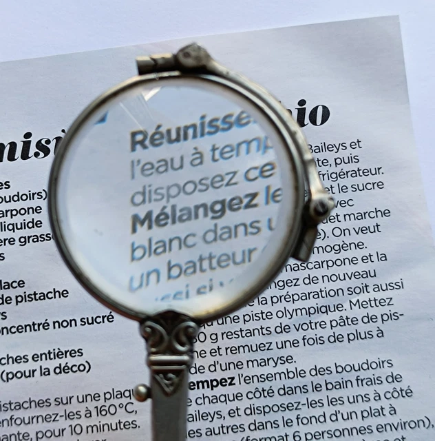 ANCIENNE LOUPE PLIANT Platinin Lorgnette à Mains Vintage Magnifying ...