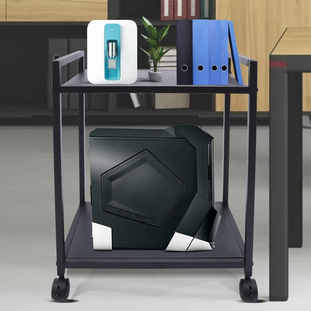 COMPUTER TOWER STAND 2-Tier CPU Stand Cart Floor PC Holder with ...