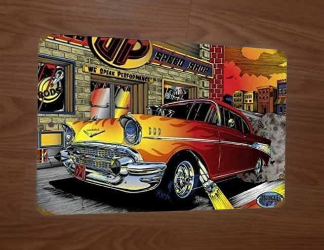 CLASSIC HOT ROD Speed Shop Artwork Cartoon 1950s Gasser 8x12 Metal Wall ...