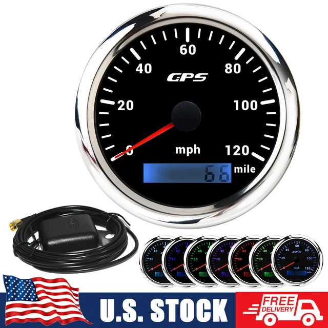 85MM WATERPROOF GPS Speedometer 120MPH Digital Gauge for Motorcycle Car ...