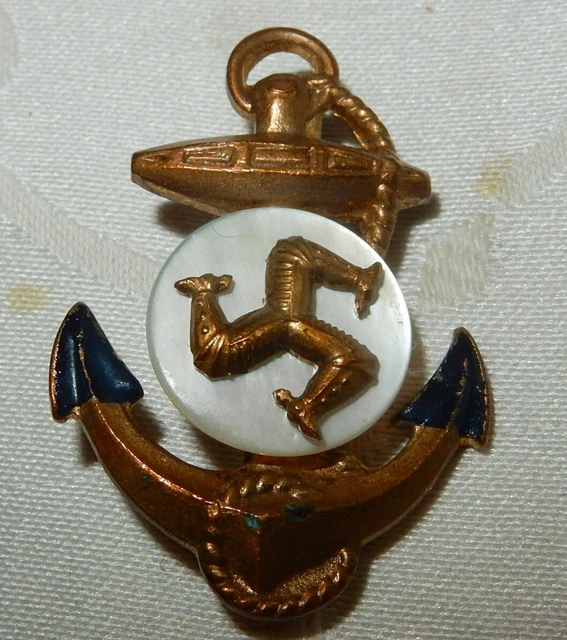 WW2 MANX ROYAL Navy Anchor Sweetheart Mop Military Naval Pin Badge ...