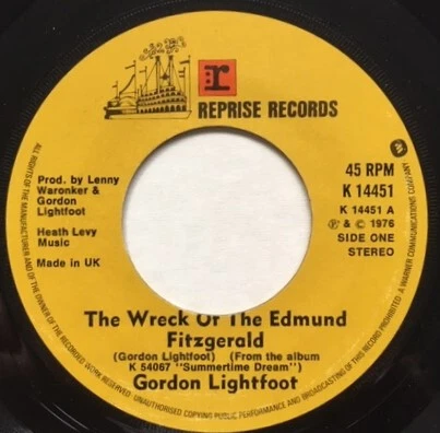 GORDON LIGHTFOOT - The Wreck Of The Edmund Fitzgerald (7", Lar) EUR 12 ...