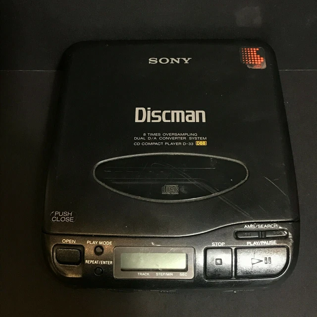 VTG SONY DISCMAN CD Compact Player D-33 Parts Repair Powers On Won't ...