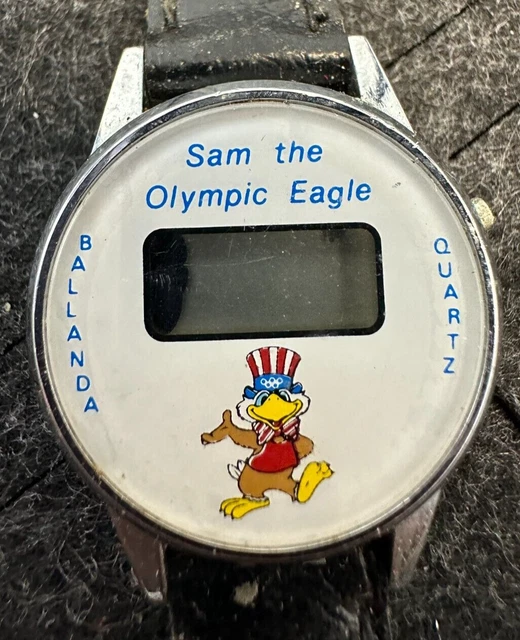 VINTAGE BALLANDA SAM The Olympic Eagle Digital Watch Silver Tone ...
