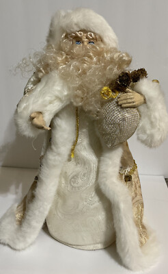 VINTAGE TERRY’S VILLAGE Tree Top/ Table Top Santa Gold & White ...