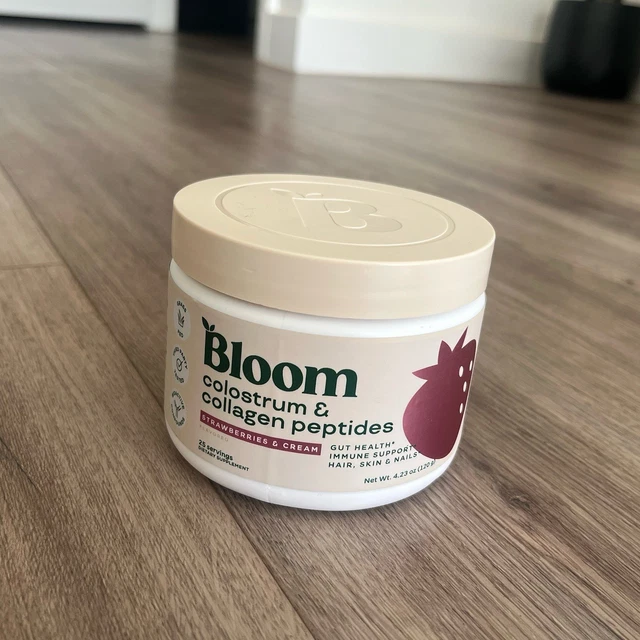BLOOM COLOSTRUM & Collagen Peptides Strawberries & Cream 4.23oz 120g ...