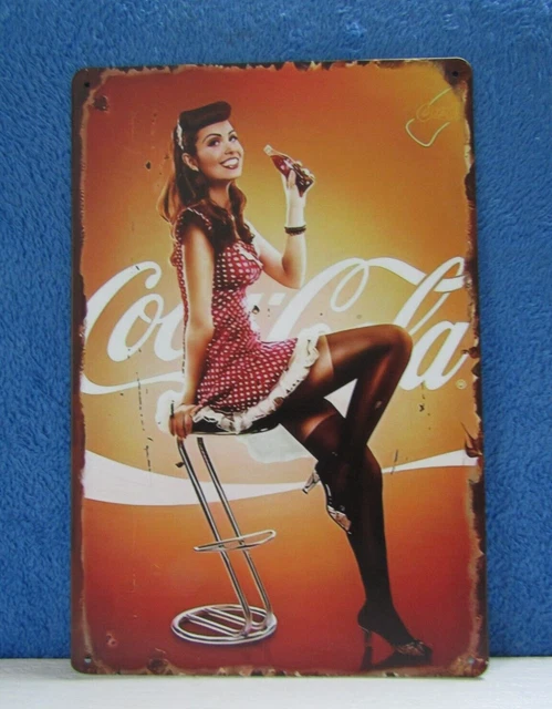 New Metal Sign Semi Nude Woman Pin Up Skirt Legs Stockings Heels