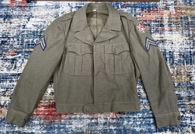WW2 IKE JACKET US 6th Army Olive Green Wool Mens 40R 1944 Corporal £44. ...