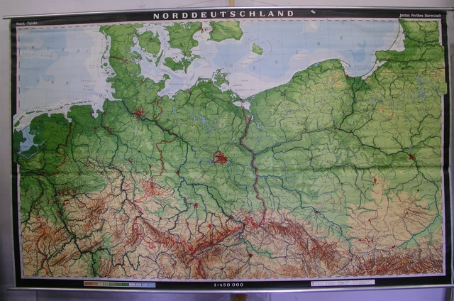 SCHOOL WALL MAP wall map North German old map North Germany 272x168c ...