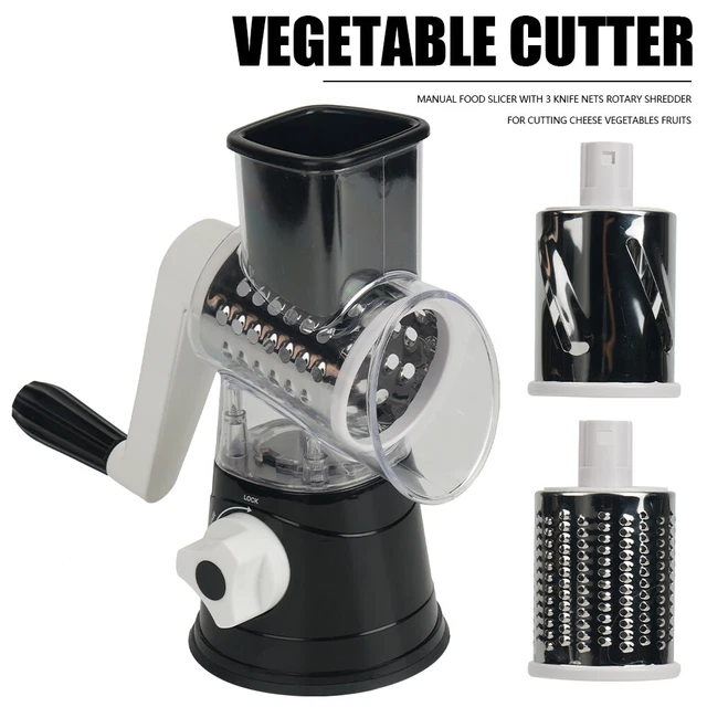 3-IN-1 ROTARY FOOD Slicer Chopper Cheese Grater Fruit Vegetable ...