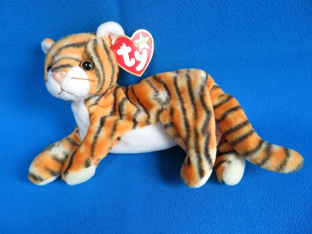 INDIA PLUSH TIGER STRIPEY GINGER WILD CAT soft toy TY BEANIE BABIES ...