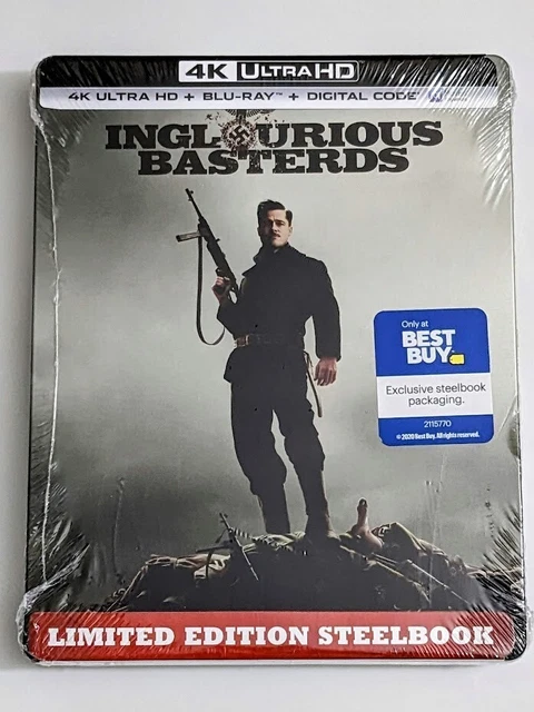 INGLOURIOUS BASTERDS STEELBOOK (4K Ultra HD + Blu-ray + Digital) Sealed ...