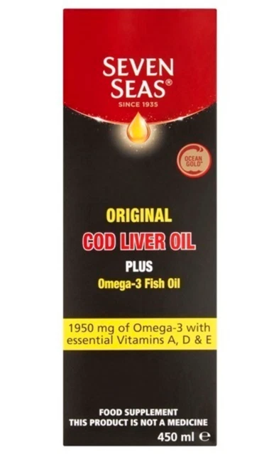 SEVEN SEAS ORIGINAL Cod Liver Oil Plus Omega-3 Fish Oil 450ml Vitamins ...
