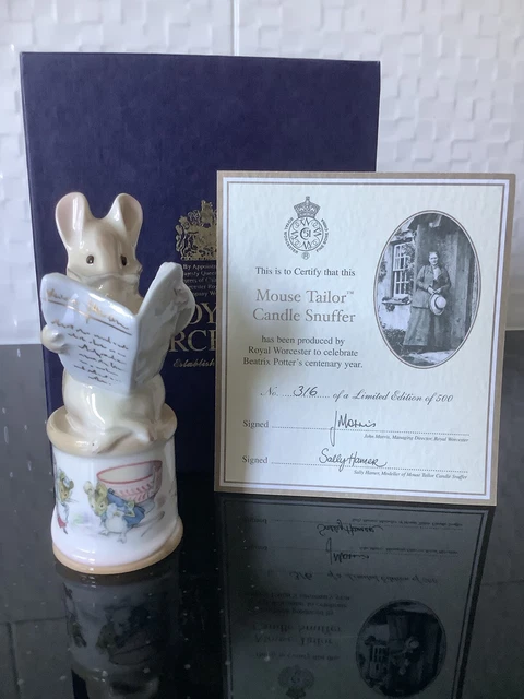 RARE ROYAL WORCESTER Beatrix Potter Mouse Tailor 100 Years Candle ...