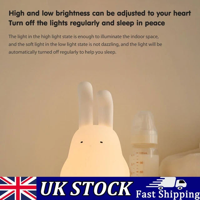 FOLDED EAR RABBIT Decorative Lamps 1200mAh Silicone Animal Lamp Home ...