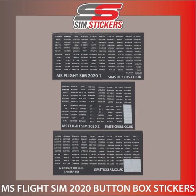 BLACK MSFS STICKERS for Flight Simulator Button Box/Wheel/Flight Stick ...