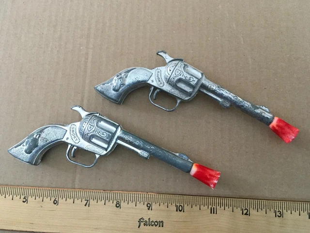 VINTAGE 2 - 1950's Hubley Smoky Diecast 5 inch Toy Cap Gun USA Cowboy ...