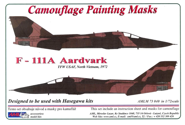 AML MODELS 1/72 F-111A AARDVARK IN VIETNAM Camouflage Paint Mask Set $6 ...