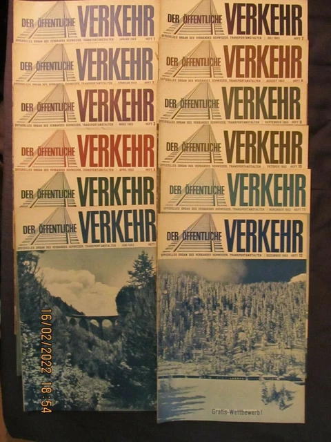 DER ÖFFENTLICHE VERKEHR, Transportverband Schweiz, kpl. Jahrgang 1953, 12 Hefte EUR 99,50 ...