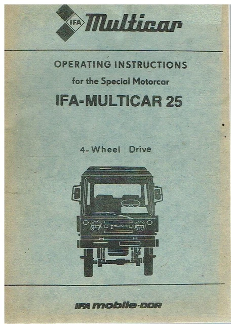 IFA MULTICAR 25 Truck Orig. 1984 4-Wheel Drive Instruction Handbook ...