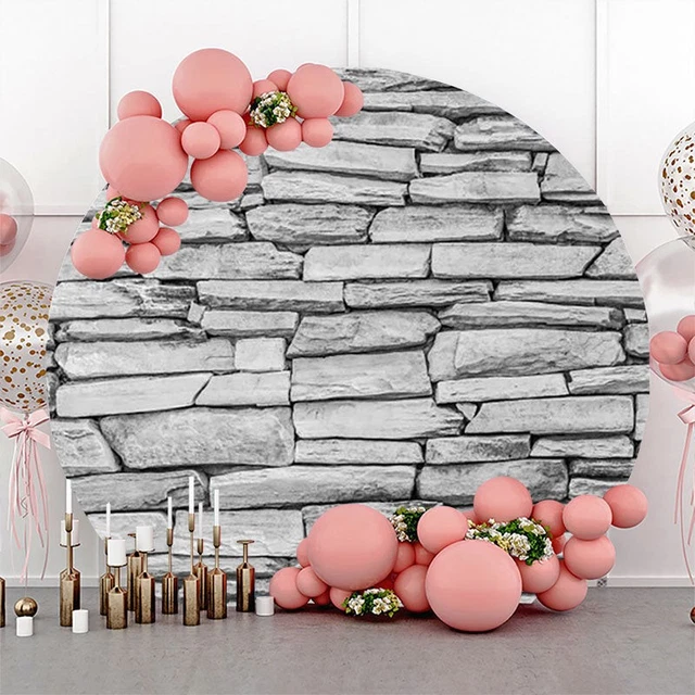 GREY RETRO NATURE Stone Wall Round Birthday Backdrop $36.09 - PicClick AU