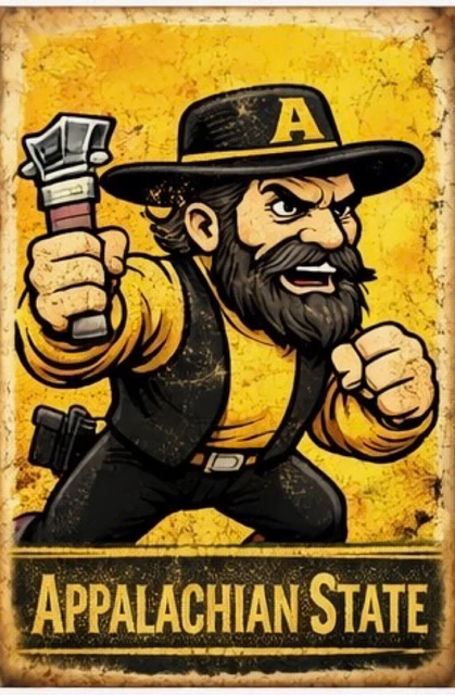 NCAA COLLEGE LOGO Mascot Poster Decor 12x8in Metal Sign Appalachian ...