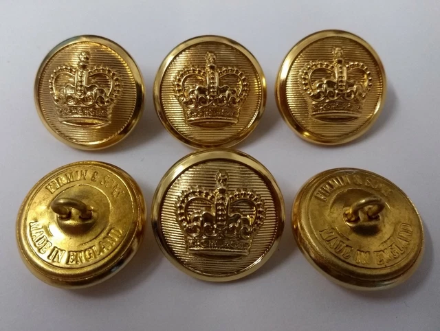 GENUINE BRITISH MILITARY Issue Dress Buttons Sovereign Crown Insignia ...