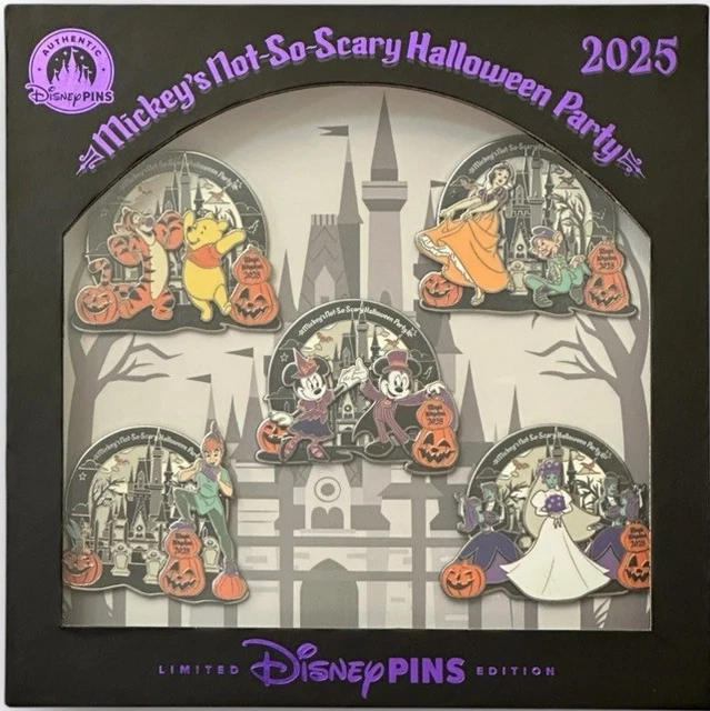 DISNEY 2025 MICKEY’S Not So Scary Halloween Party 5 Pin LE 1000 Box Set ...