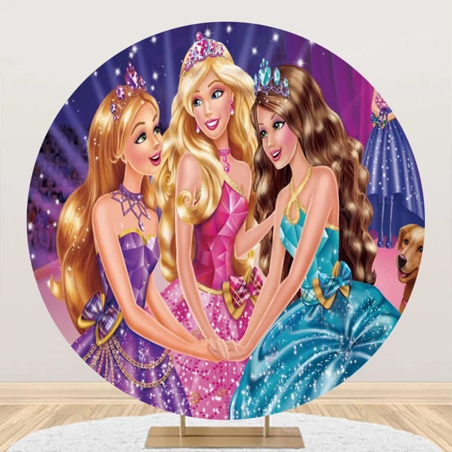 ROUND PRINCESS BIRTHDAY Barbie Backdrop Background Photo Party Studio ...