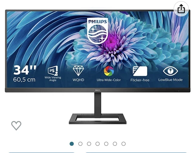 PHILIPS 345E2AE - 34 Inch WQHD Ultrawide Monitor, Height adjust, AMD ...