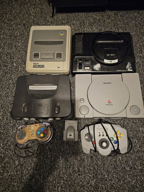 CONSOLES JOB LOT Sega,N64, Nintendo Snes, Ps1, Optim Sport UNTESTED ...