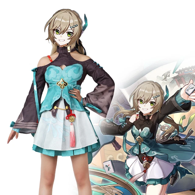 HONKAI: STAR RAIL Main Qingque Full Set Cosplay Costume Outfit Wig ...