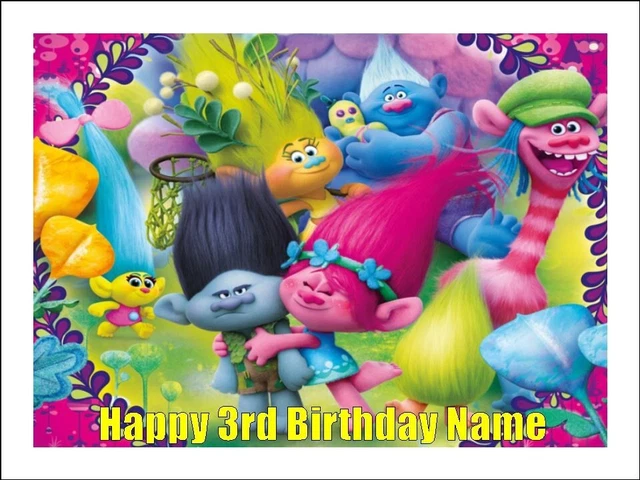 TROLLS CAKE TOPPERS Personalised Edible Icing Image Birthday ...
