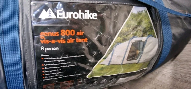 EUROHIKE GENUS 800 8 Person Air Tent - Plus Pump Used Twice, Vgc 99.99p ...