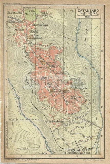 CALABRIA_CATANZARO_ANTICA MAPPA GEOGRAFICA_TOPOGRAFIA_STRADARIO ...
