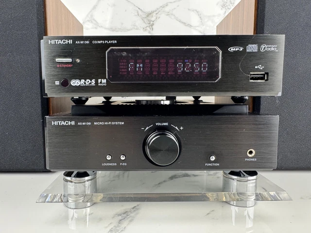 HITACHI AX-M136I MICRO Hi-Fi System CD MP3 Player FM Radio + Speakers £ ...