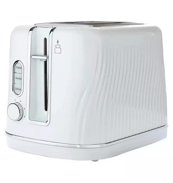 TESCO TEXTURED PLASTIC 2-Slice Toaster, Adjustable Settings 🧡 white ...