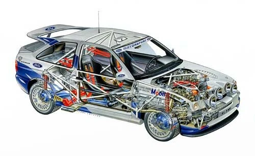 A3 FORD RS Escort Cosworth WRC Rally Cutaway Drawing Wall Poster Art ...