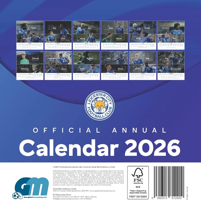 LEICESTER CITY FC Official 2026 the Foxes Football Desk Calendar £15.22 ...