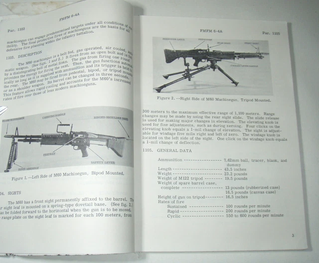 US MARINE CORPS M60 Machine Gun ManualHandbook 1967 £9.99 - PicClick UK