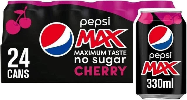 PEPSI MAX CHERRY Cola 330ml Soft Drink, Pack of 24 Cans £11.40 ...