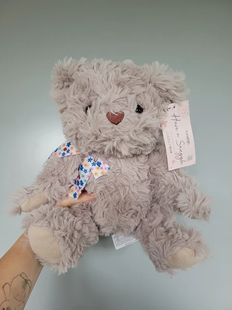 ASDA TEDDY BEAR brown soft toy plush Floral bow ribbon Bnwt £20.00 ...